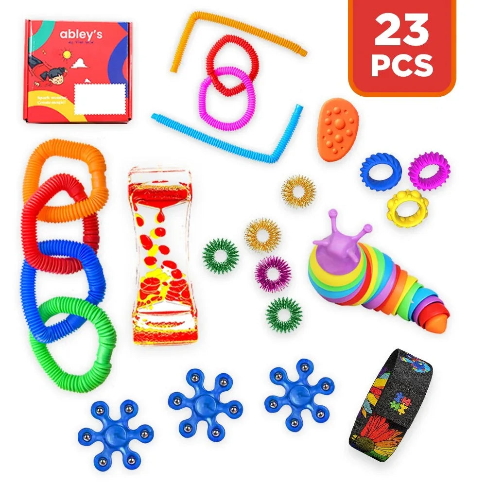 sensory fidget box for kids — 23-piece Mega Toolkit | Abley's